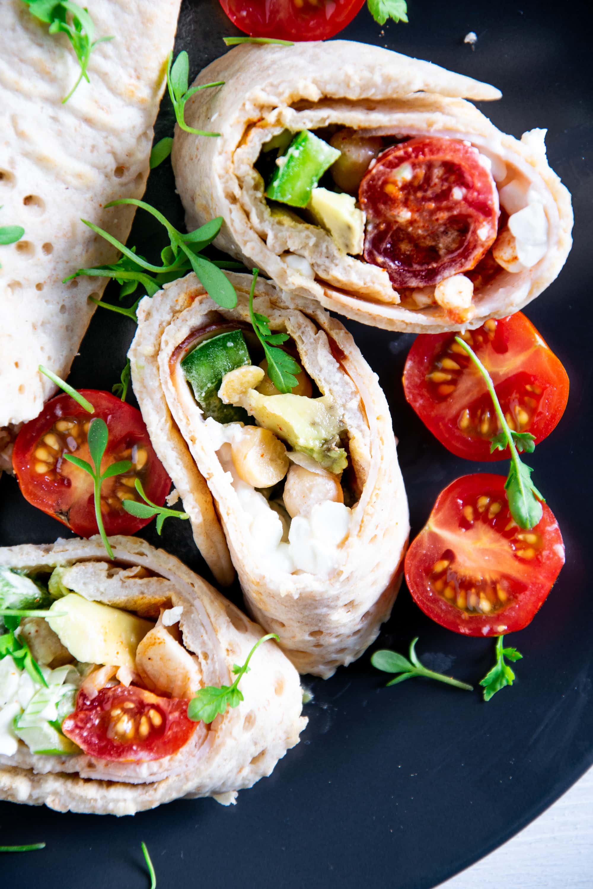 Power-Wraps mit Hüttenkäse und Kichererbsen | Oats and Crumbs